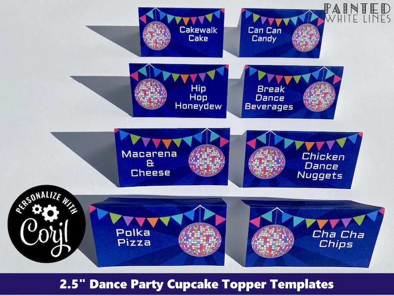 Dance Party Food Labels Printable Party Favor Bag Topper - Etsy