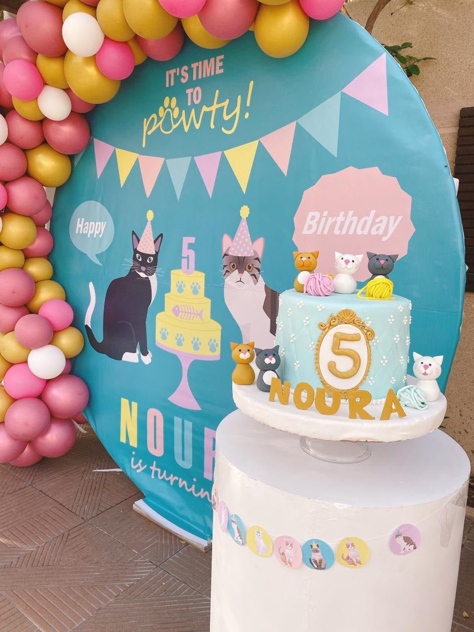 Kitty Cat Party Digital Circular Backdrop Round Backdrop Kids Birthday ...