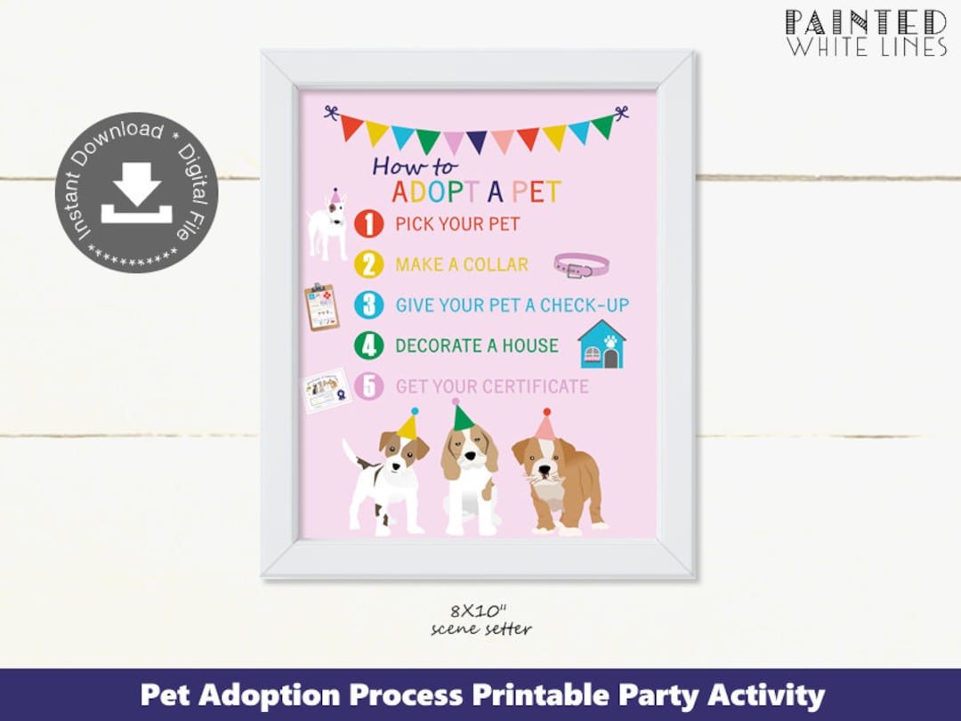 Printable Puppy Adoption Process Sign Puppy Birthday Dog Birthday Kids ...