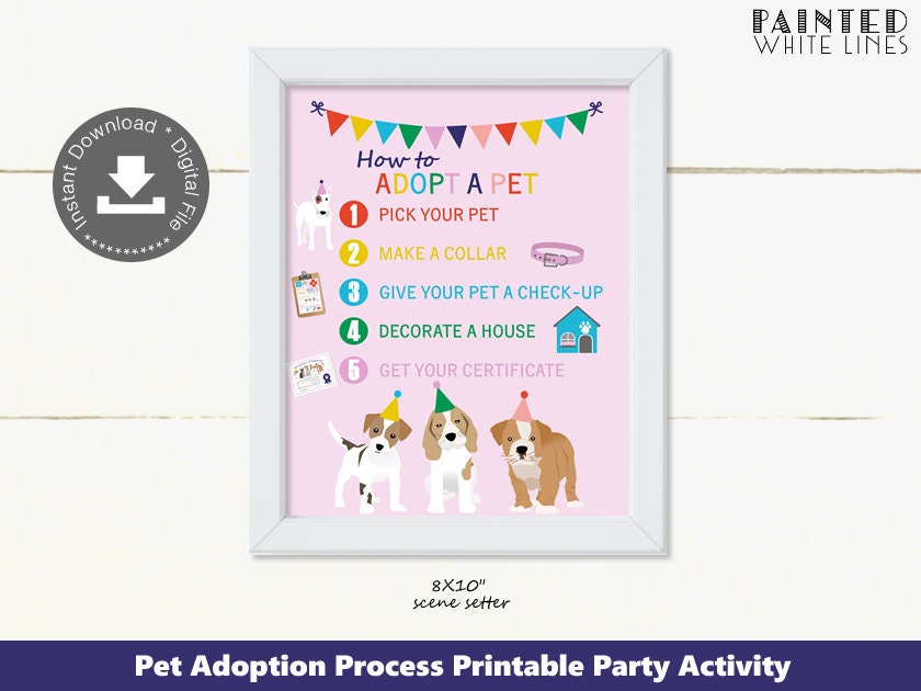 Printable Puppy Adoption Process Sign Puppy Birthday Dog Birthday Kids ...