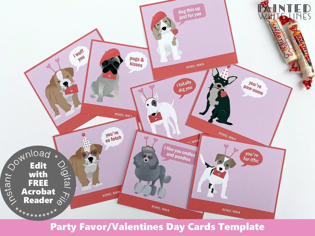 Dog Pun Valentines Kids Valentines Cards Templates Classroom - Etsy