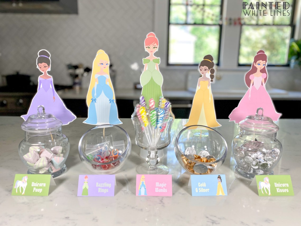 Princess Party Food Labels Template Corjl Table Tents - Etsy
