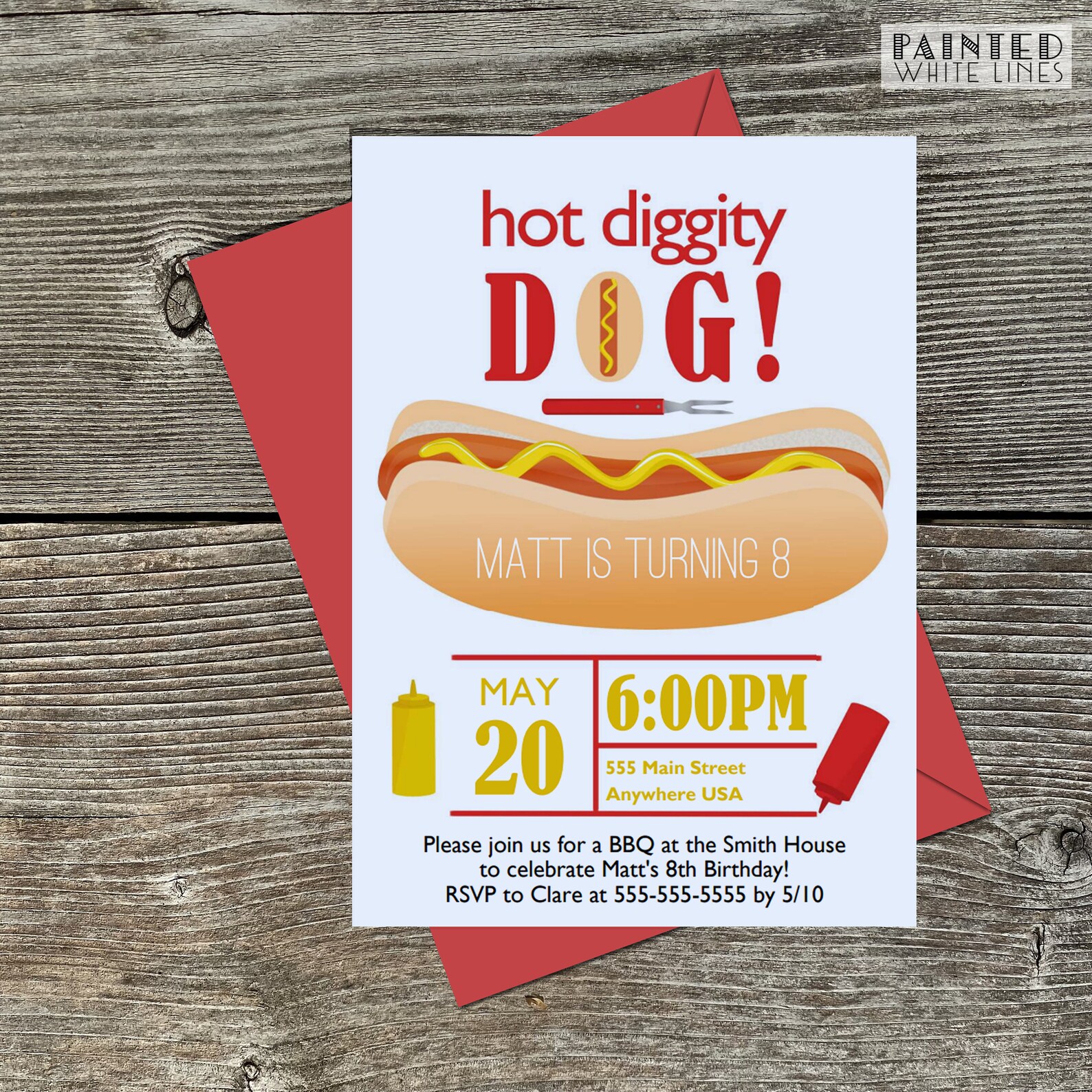 Hot Dog Party Favors Template Printable Editable Digital | Etsy