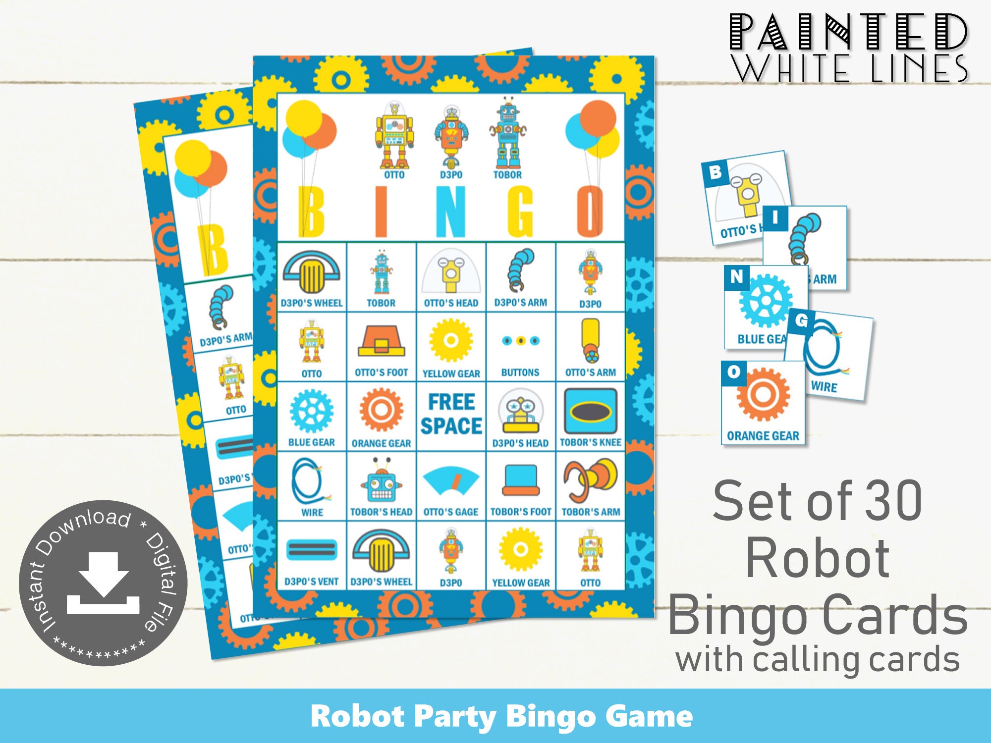 Robot Bingo Game Printable Bingo Game Bingo Cards Robot Party - Etsy ...