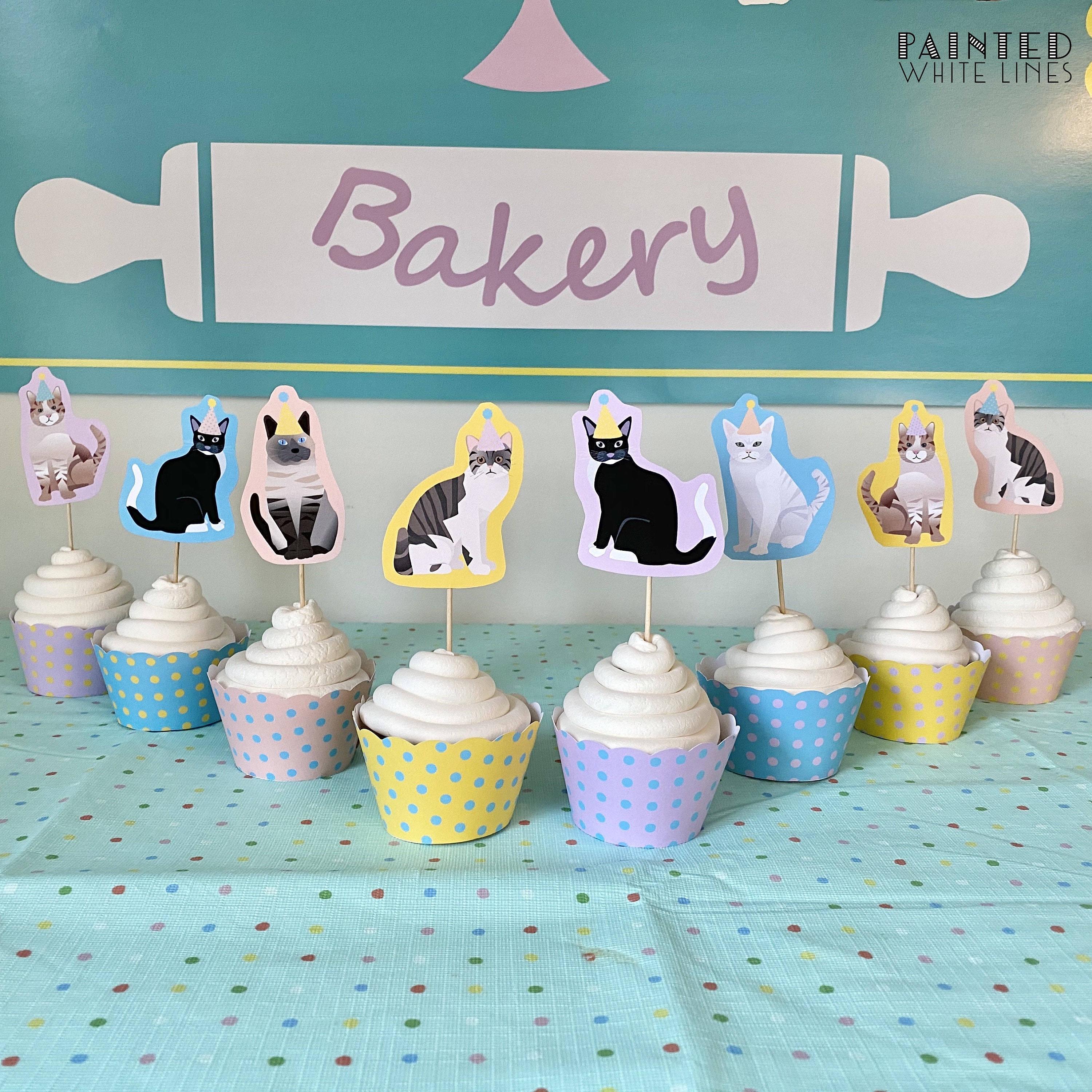 Kitty Cat Party Digital Backdrop Kids Birthday Banner Cat Theme Party ...