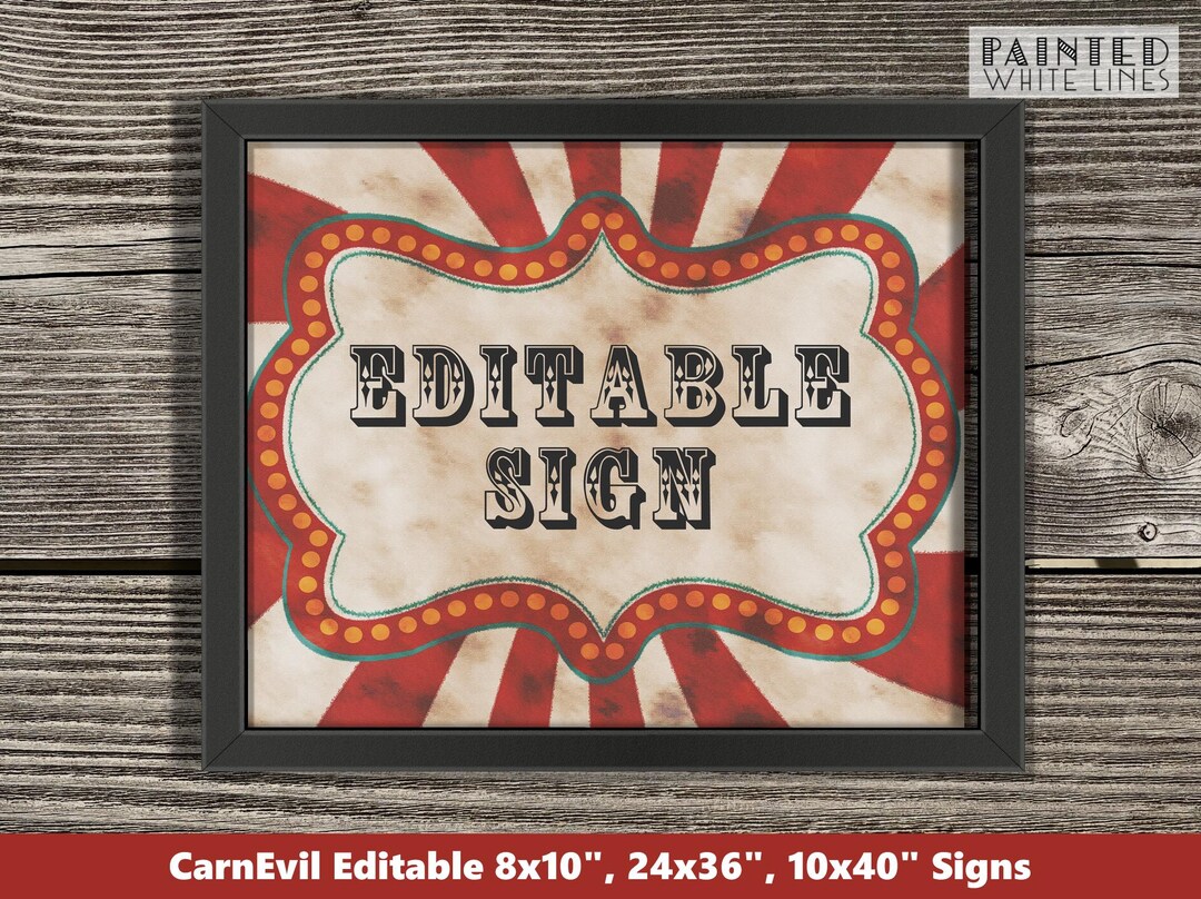 Editable Halloween Party Sign Customized Printable Haunted Circus ...