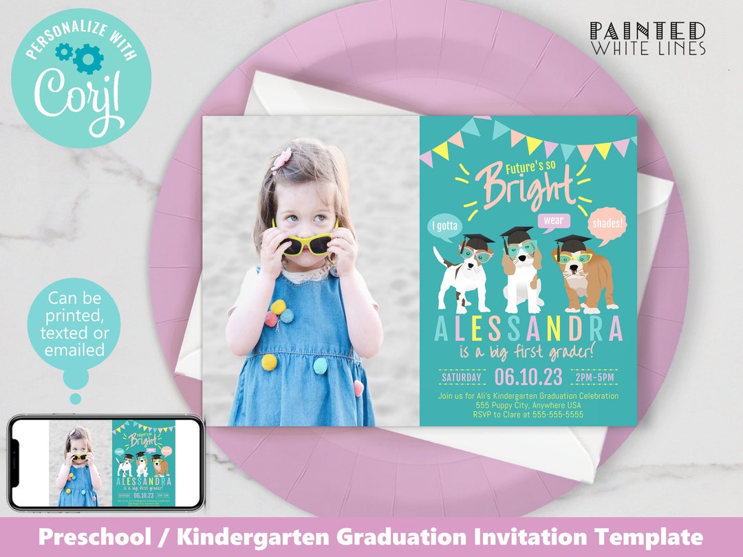 Preschool Graduation Photo Invite Kindergarten Graduation Party ...