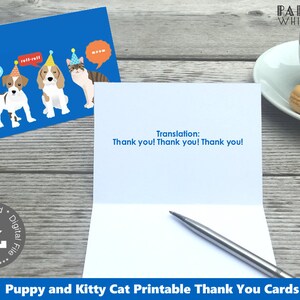 Cat and Dog Thank You Cards Instant Download Printable Thank | Etsy