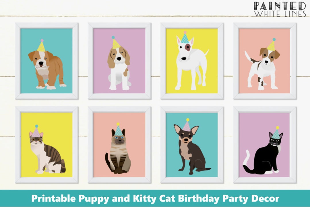 Pet Party Decor Set of 8x10 Dog and Cat Printables Instant Download ...