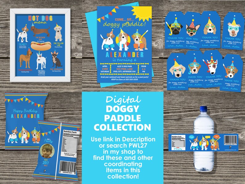Dog Pool Party Printable Banner Template Girls Boys Swim - Etsy