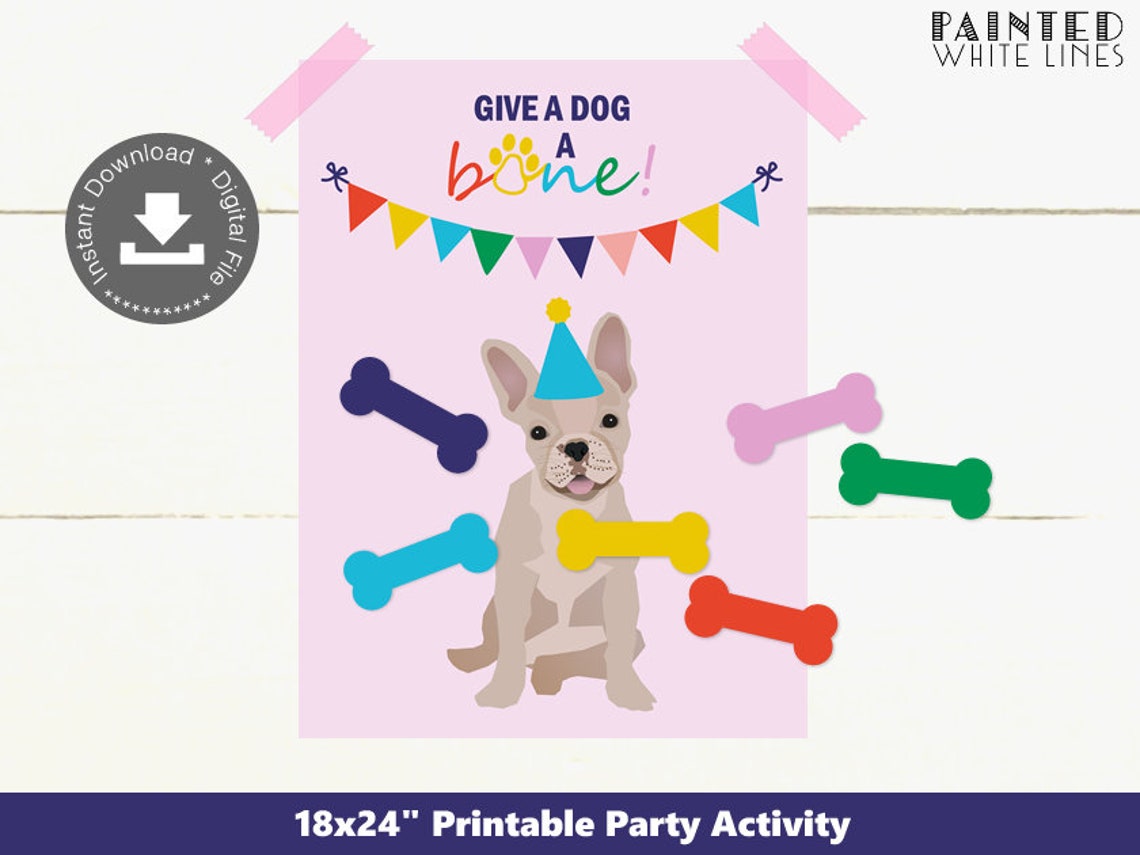 Give a Dog a Bone Puppy Party Game Printable Activity Pin the | Etsy