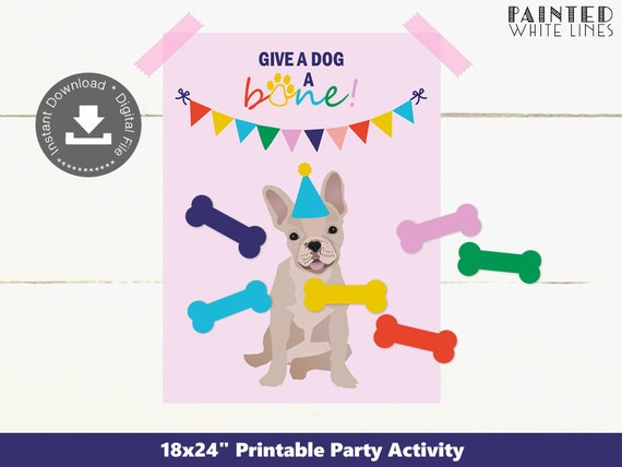 Give a Dog a Bone Puppy Party Game Printable Activity Pin the | Etsy
