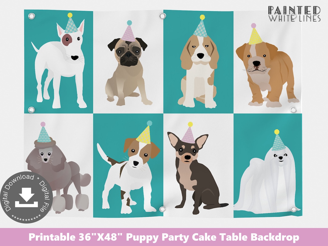 Puppy Party Birthday Banner Puppy Dog Backdrop Sign Digital File Adopt ...
