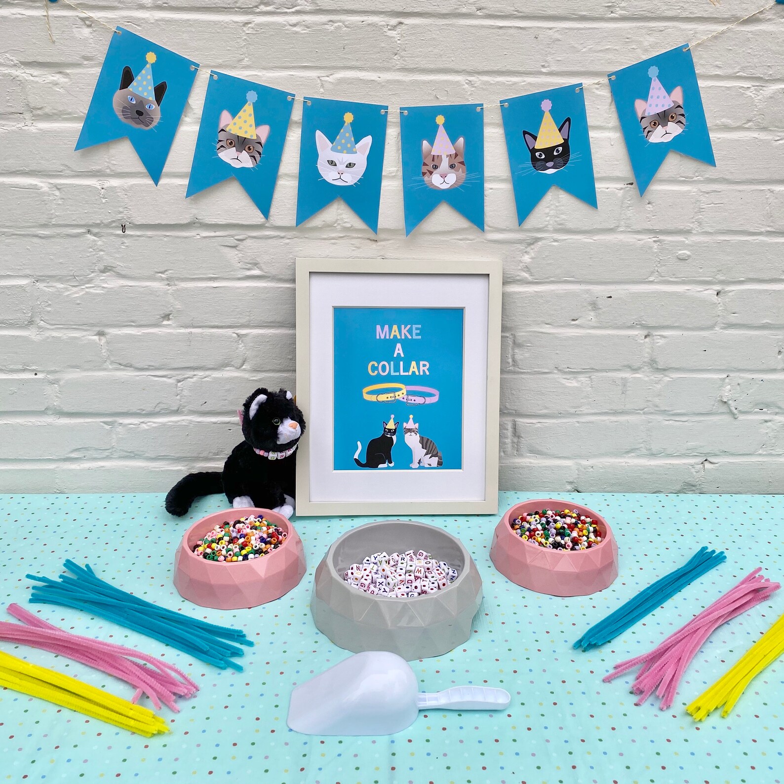 Printable Decorate a House Sign Cat Party Games Cat Birthday Decor Cat ...