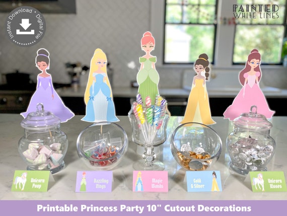 Princess Party Decor Cutouts 5 Hand Drawn Princesses and - Etsy