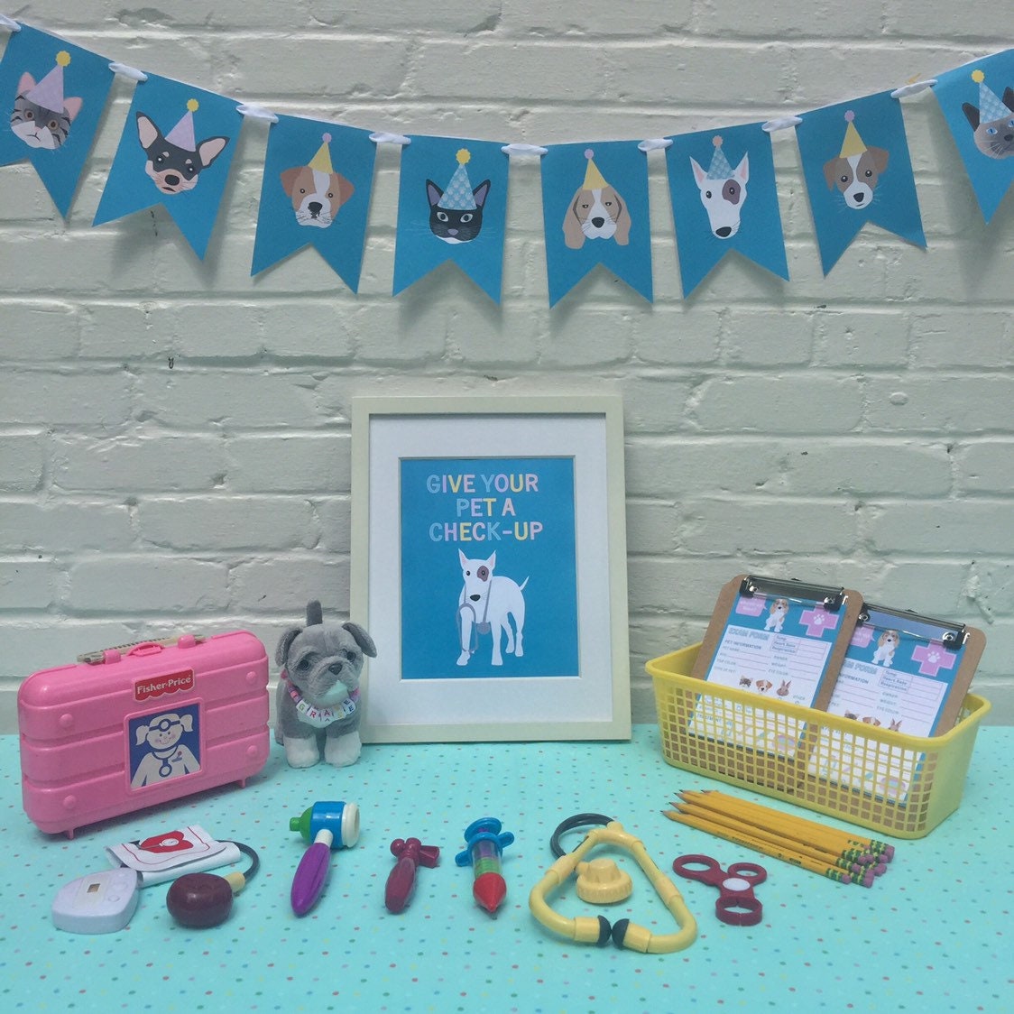 Printable Pet Party Birthday Bunting Banner Girls Birthday - Etsy
