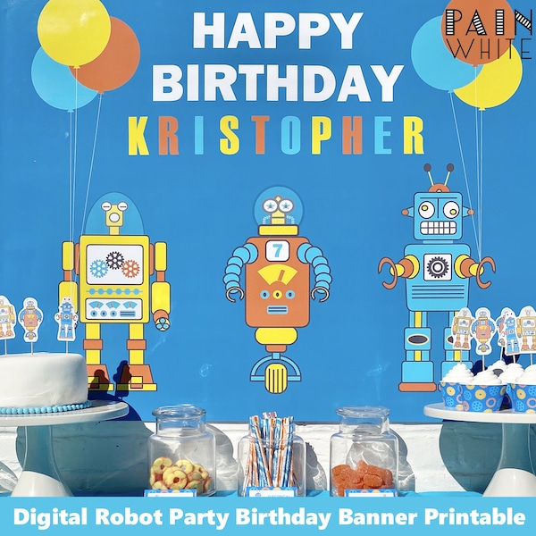 Robot Banner - Etsy