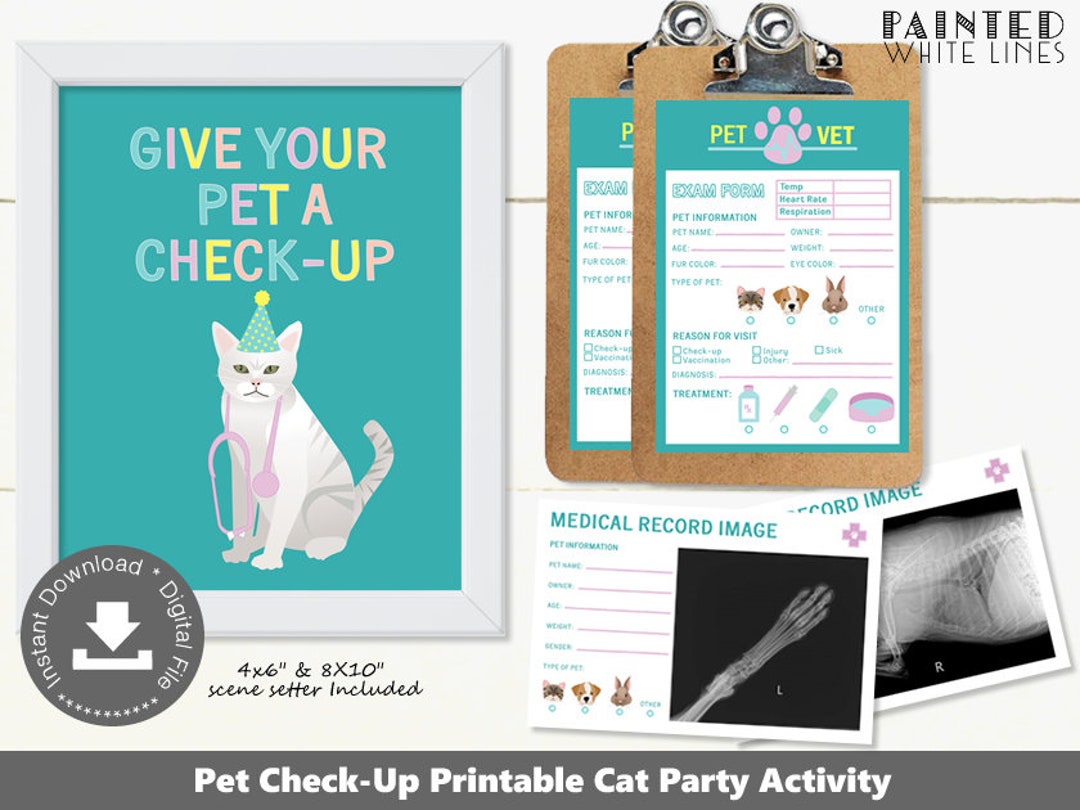 Printable Cat Party Games Cat Check-up Party Games Kitty Birthday Cat ...