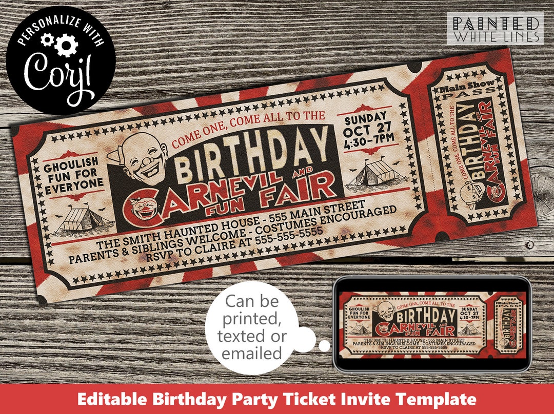 Birthday Carnival Invitation Carnevil Haunted Carnival Invitation Scary ...