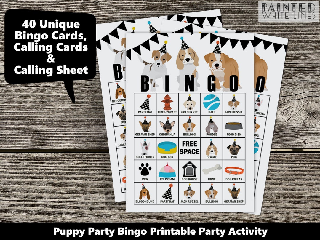 Boys Dog Bingo Game Printable Kids Game Bingo Cards Classroom Puppy ...