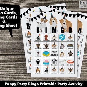 Boys Dog Bingo Game Printable Kids Game Bingo Cards Classroom Puppy ...