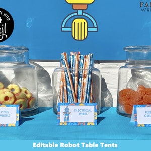 Robot Party Food Labels Printable Food Label Template Instant Download ...