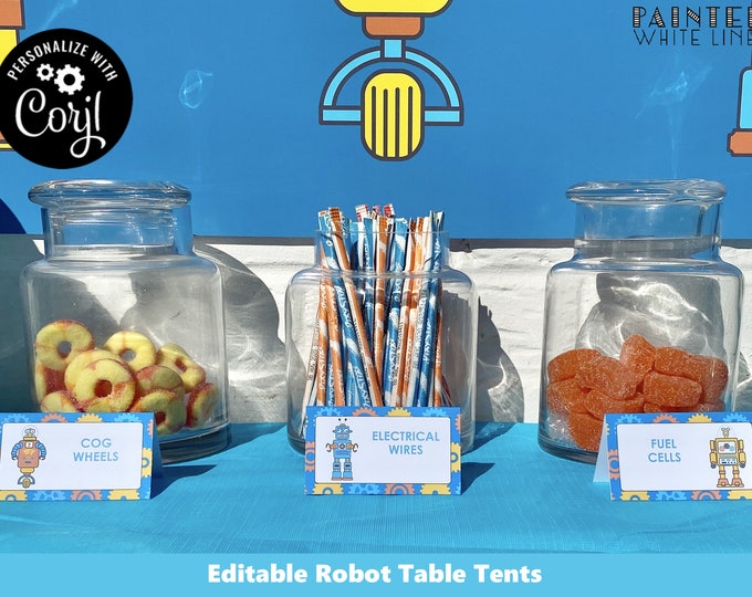 Robot Buffet Card Template, INSTANT DOWNLOAD, Printable Robot Food ...
