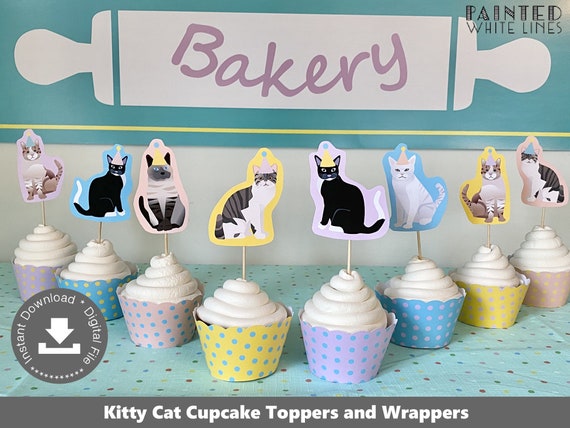 Cat Cupcake Topper Printable Cupcake Toppers Printable Kitty | Etsy