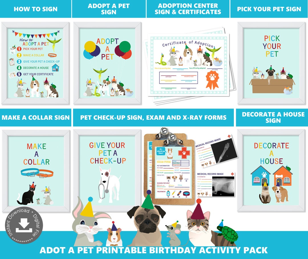 Adopt a Pet Party Activities Pet Adoption Station Package Pet Adoption ...