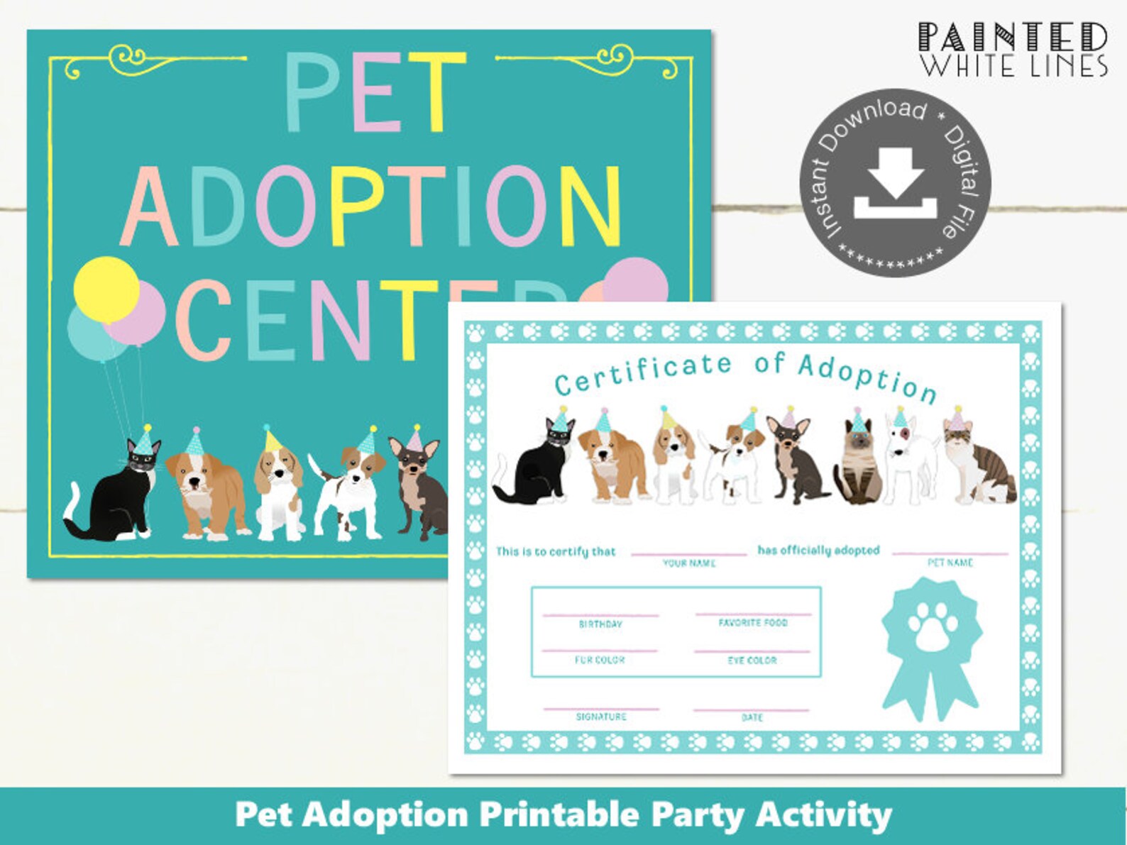 Pet Adoption Certificate Adopt a Pet Party Printable Party - Etsy