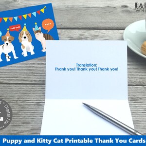 Cat and Dog Thank You Cards Instant Download Printable Thank - Etsy