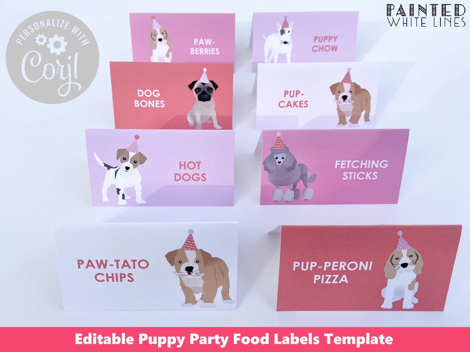 Puppy Party Food Labels Printable Party Favor Bag Topper - Etsy
