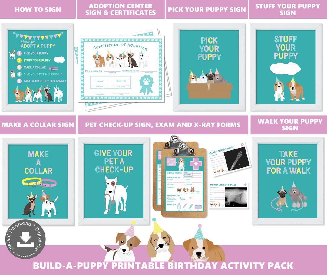 Build a Puppy Party Activities Puppy Adoption Station Package Puppy ...