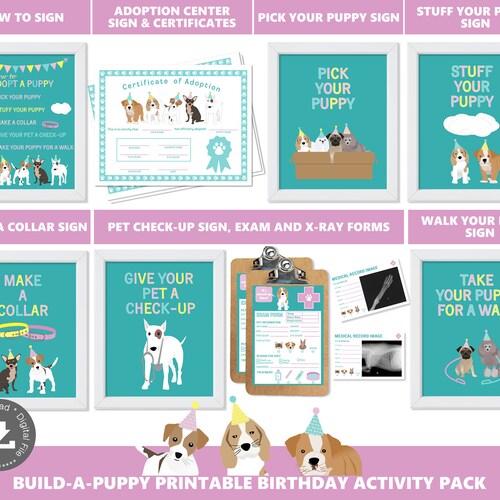 Adopt a Puppy Party Activities Puppy Adoption Station Package - Etsy