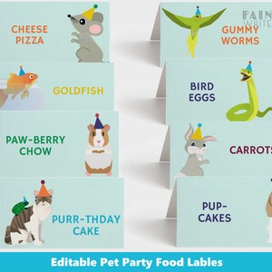 Pet Party Food Labels Printable Birthday Table Tents Corjl Template ...