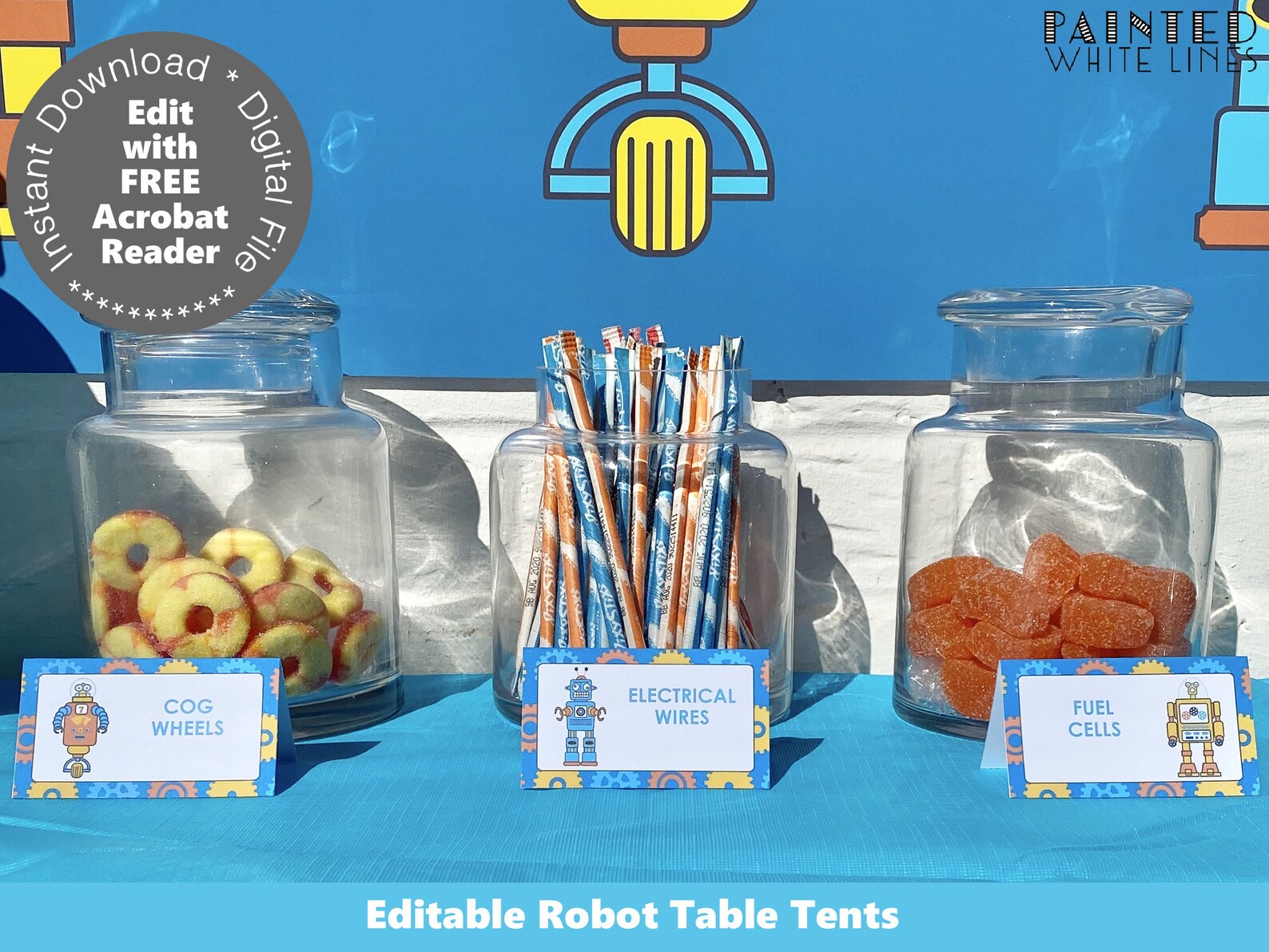 Robot Party Food Labels Printable Food Label Template Instant | Etsy