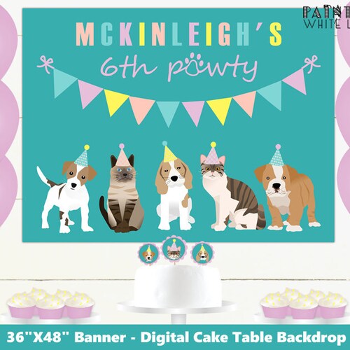 Cat and Dog Party Birthday Backdrop Personalized Sign Pet - Etsy