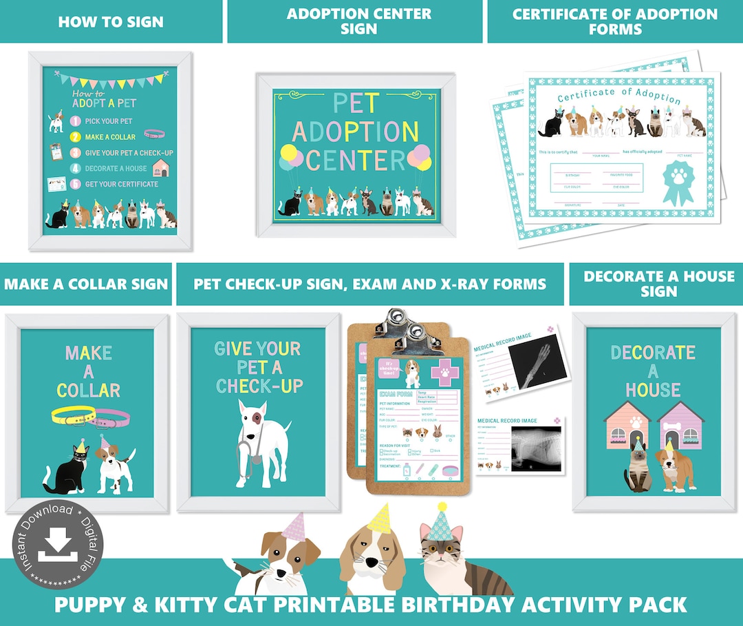 Adopt a Pet Party Activities Pet Adoption Station Package Pet Adoption ...