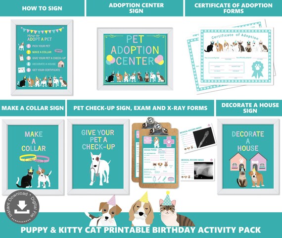 Adopt a Pet Party Activities Pet Adoption Station Package Pet - Etsy