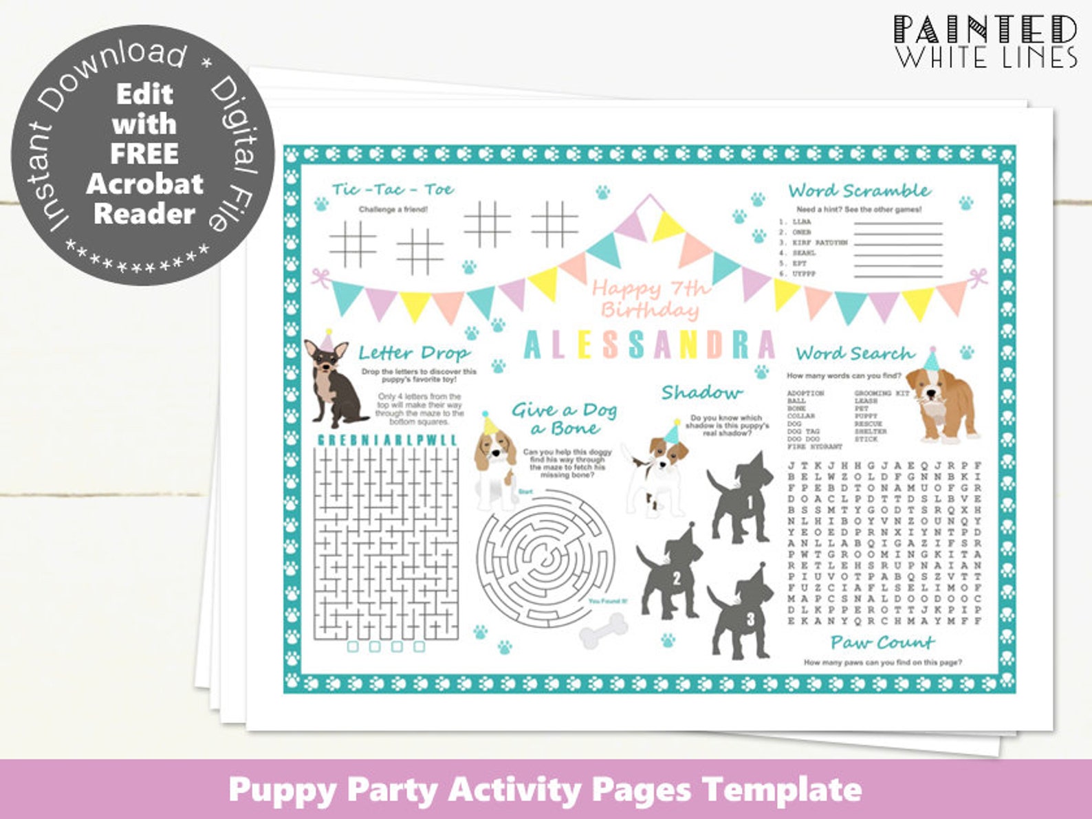 Puppy Dog Party Birthday Activity Kids Activity Sheet | Etsy