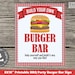 Burger Bar Signage BBQ Party Printable Decor Digital Party Cheeseburger ...