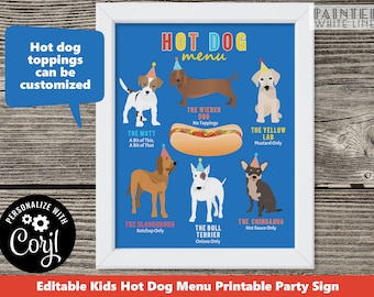 Hot Dog Banners Printable Hot Dog Bar Hot Dog Theme - Etsy