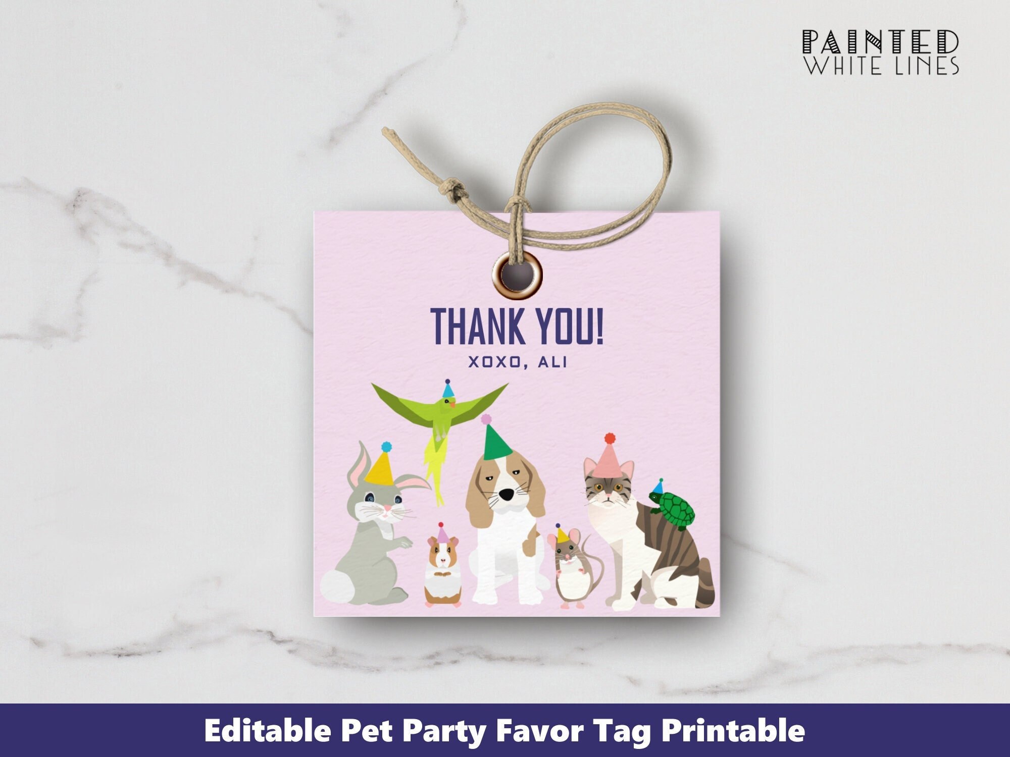 Pet Party Favor Tags Editable Printable Gift Tags Corjl Template ...