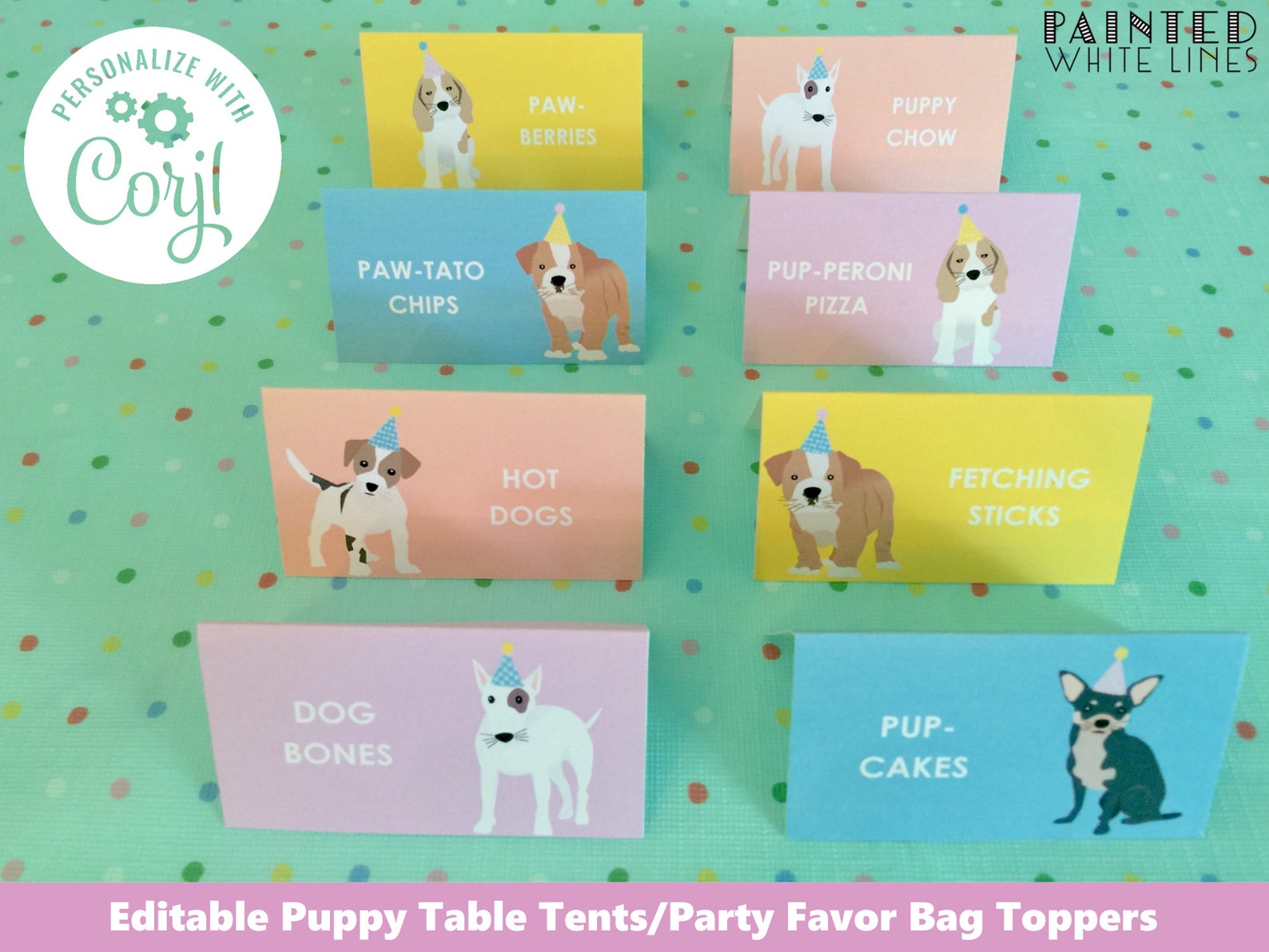 Puppy Party Food Labels Printable Party Favor Bag Topper - Etsy