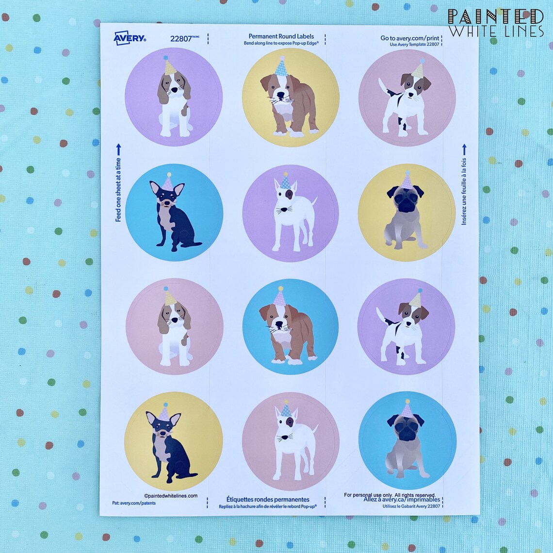 Puppy Party Stickers 2 Inch Round Labels Avery 22807 Puppy | Etsy