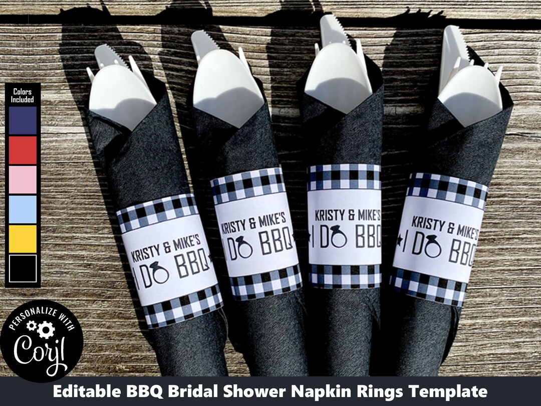 BBQ Bridal Shower Napkin Ring Template Printable I Do Backyard BBQ ...