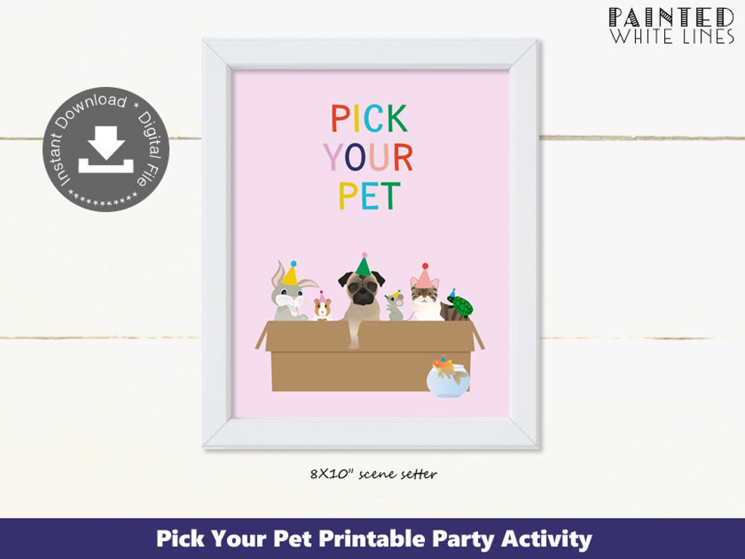Printable Pick Your Pet Sign Party Games Birthday Pet Adoption Party ...