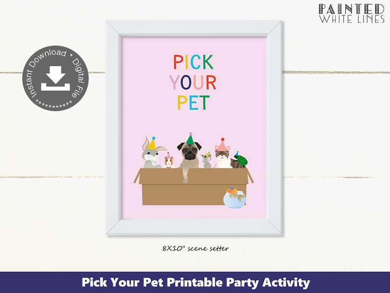 Printable Pick Your Pet Sign Party Games Birthday Pet Adoption - Etsy