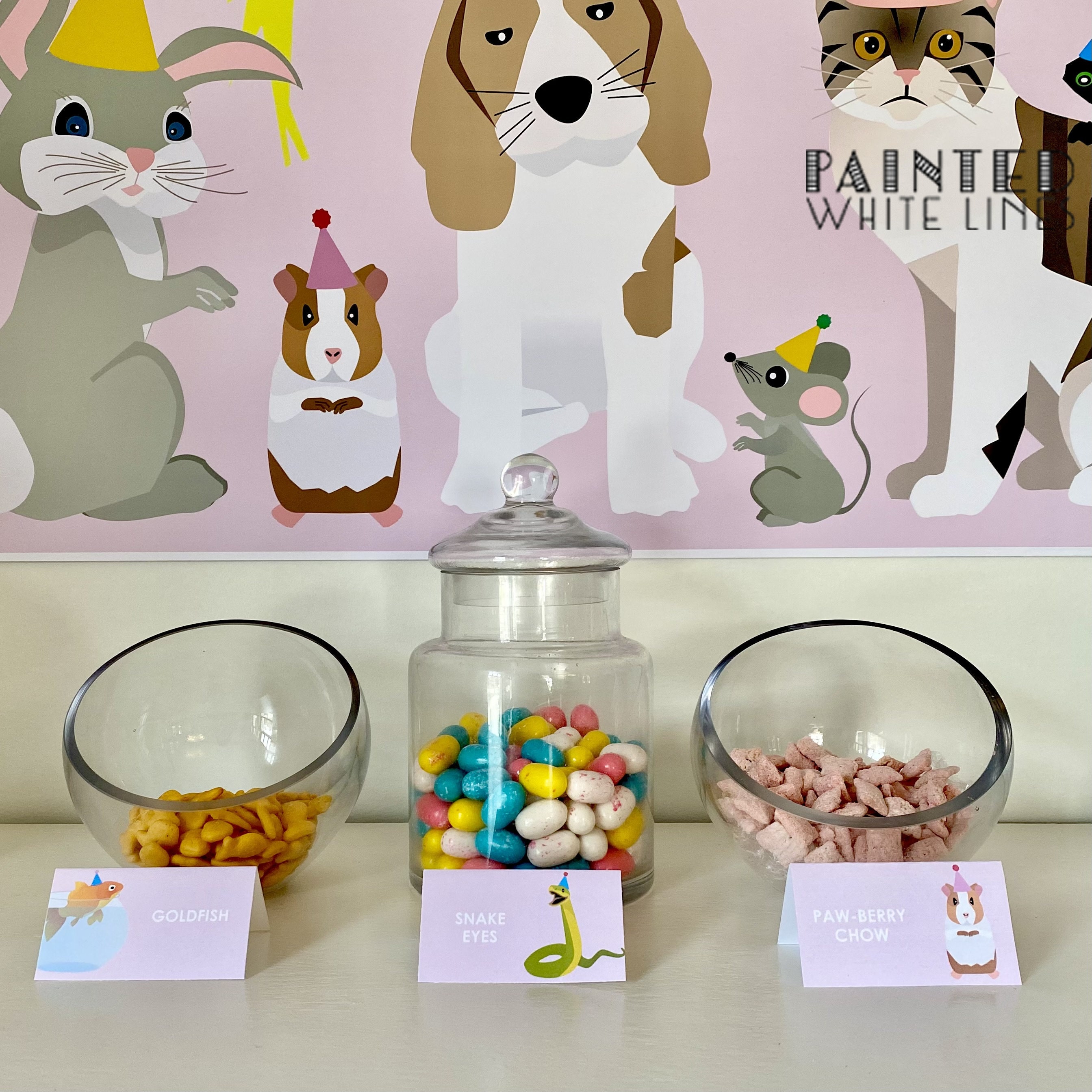 Pet Party Food Labels Printable Party Favor Bag Topper Template Pet ...