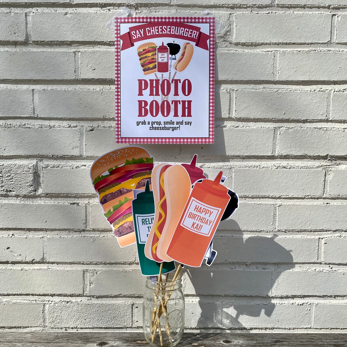 BBQ Party Banner Centerpiece Photo Props Cutouts Editable - Etsy